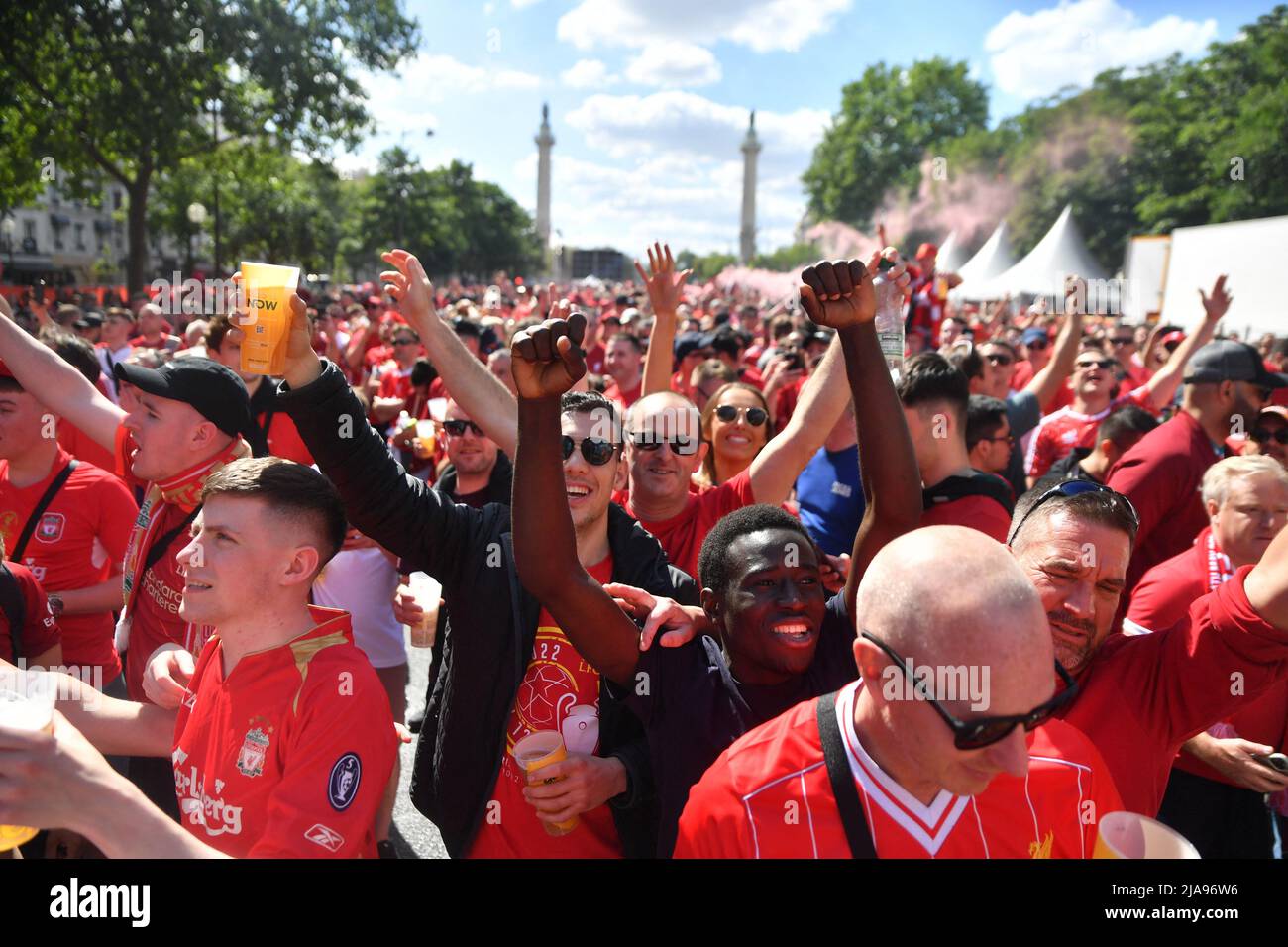 Liverpool fans in the fanzone in Paris, ahead of the UEFA Champions ...