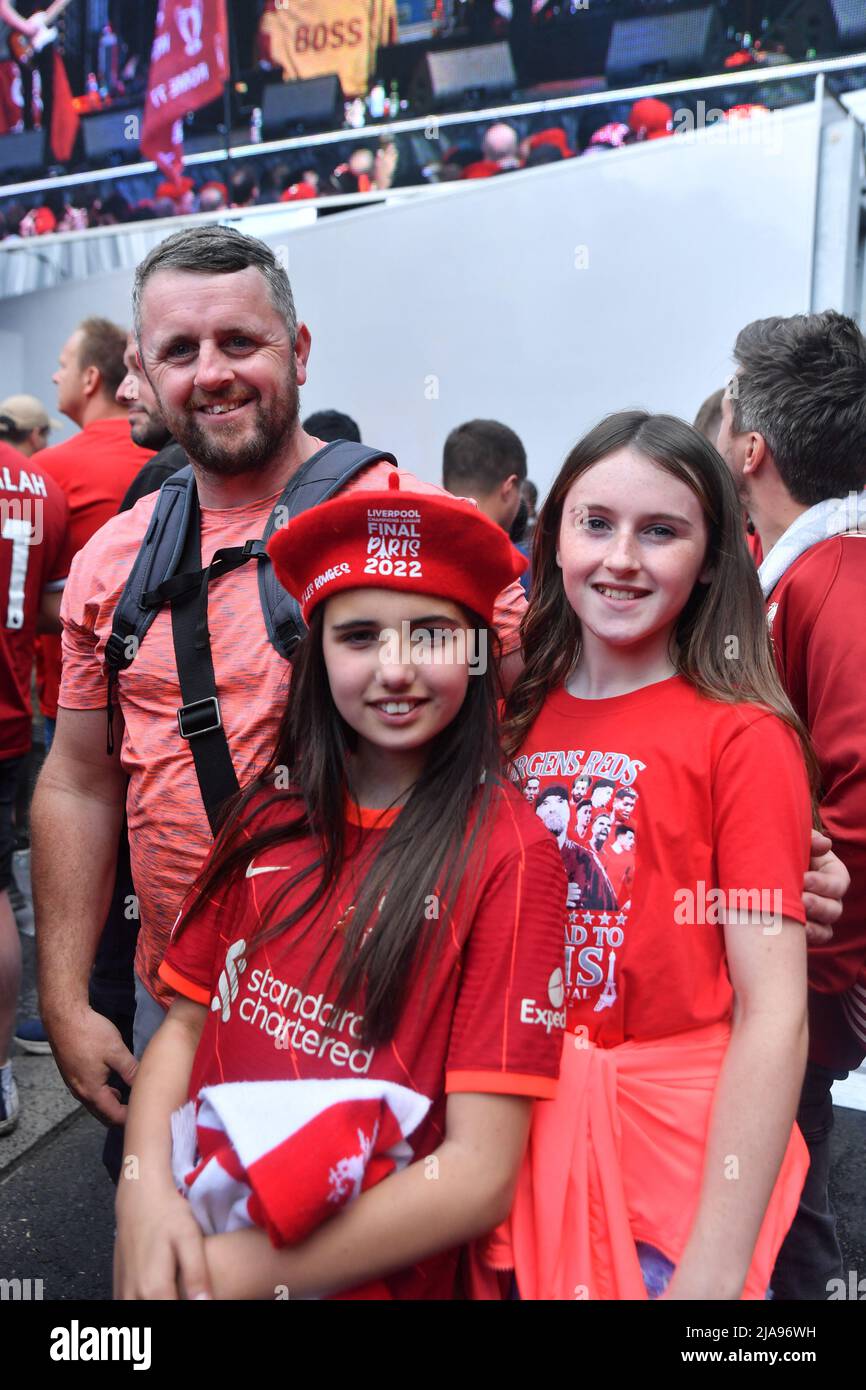 Liverpool fans in the fanzone in Paris, ahead of the UEFA Champions ...