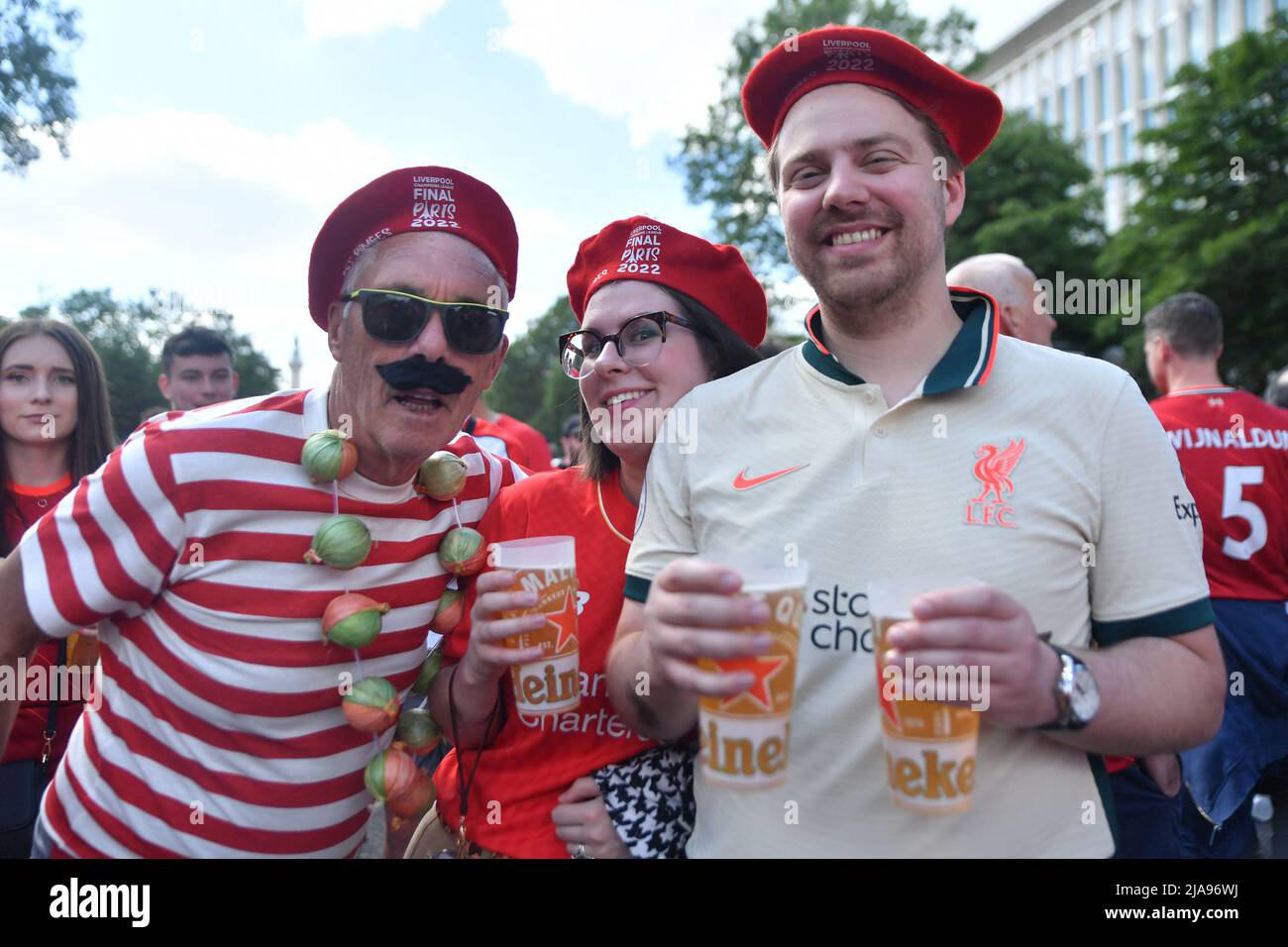 Liverpool fans in the fanzone in Paris, ahead of the UEFA Champions ...