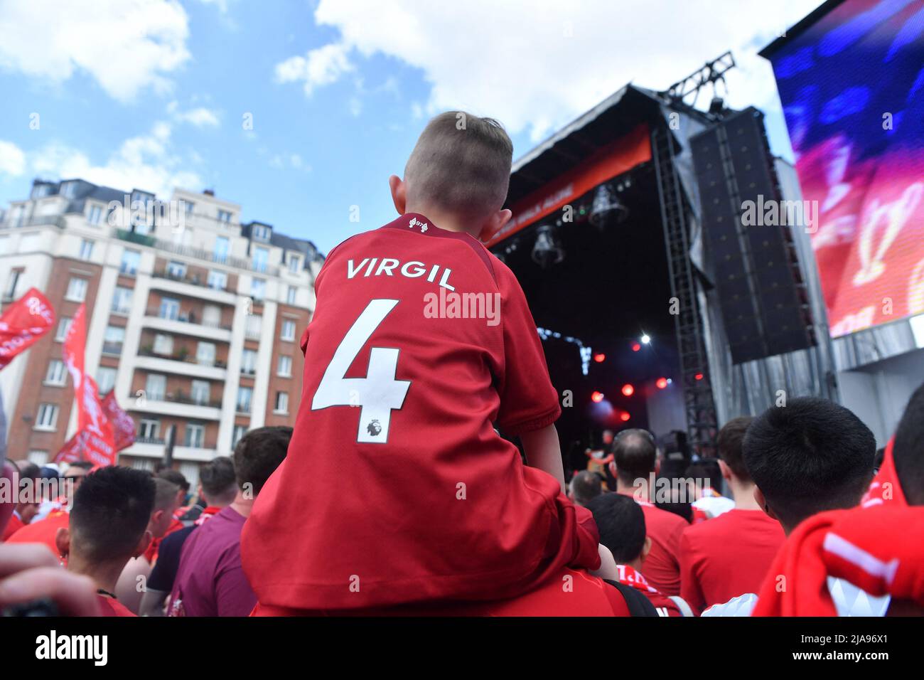 Liverpool fans in the fanzone in Paris, ahead of the UEFA Champions ...