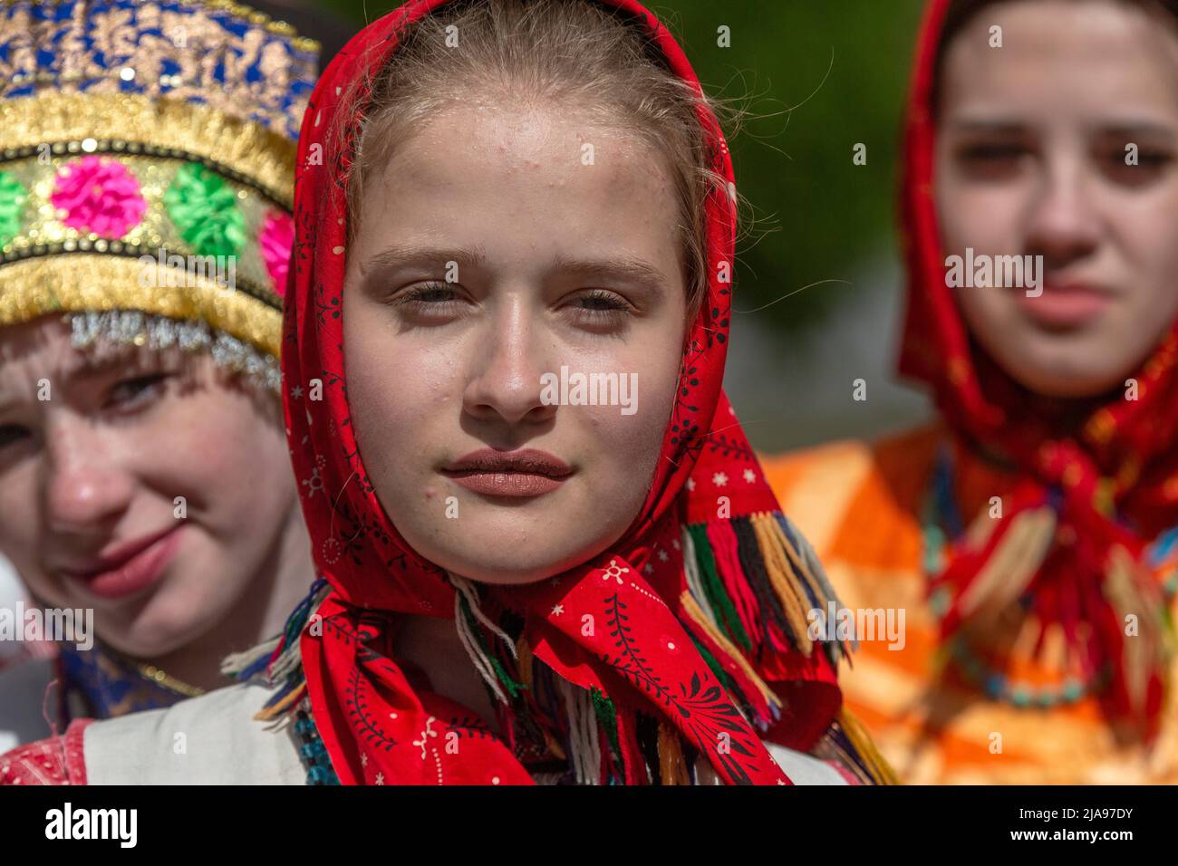 Tula, Russia. 28th May, 2022. Girls in traditional Russian folk ...