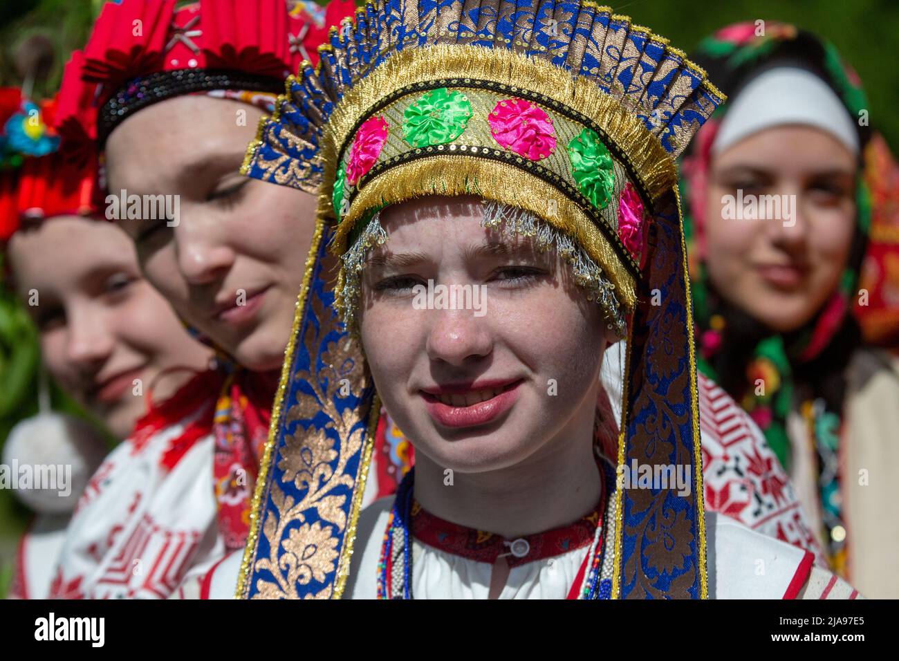 Tula, Russia. 28th May, 2022. Girls in traditional Russian folk ...