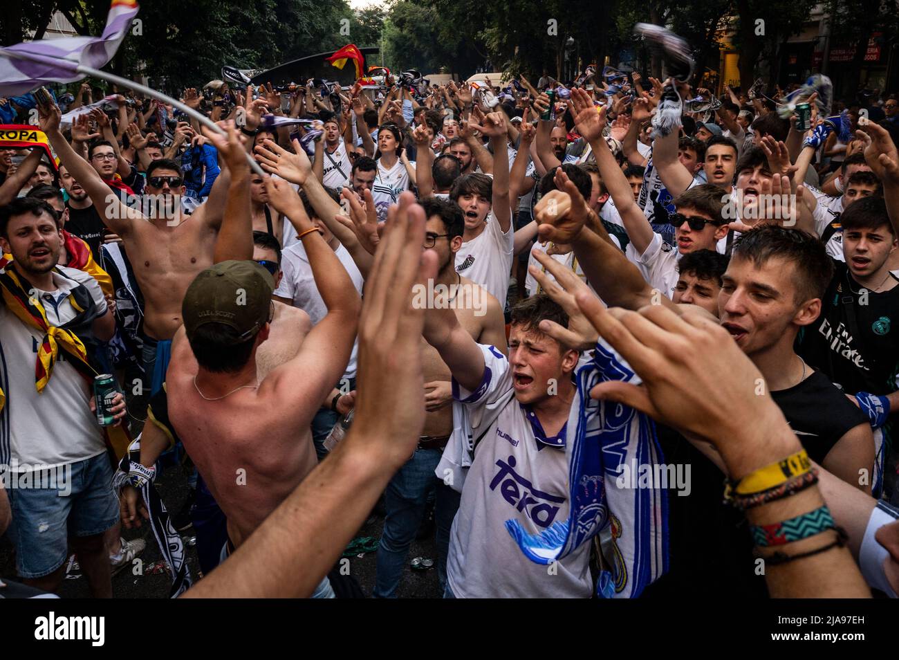 Real Madrid fans gather outside the Santiago Bernabeu stadium before ...