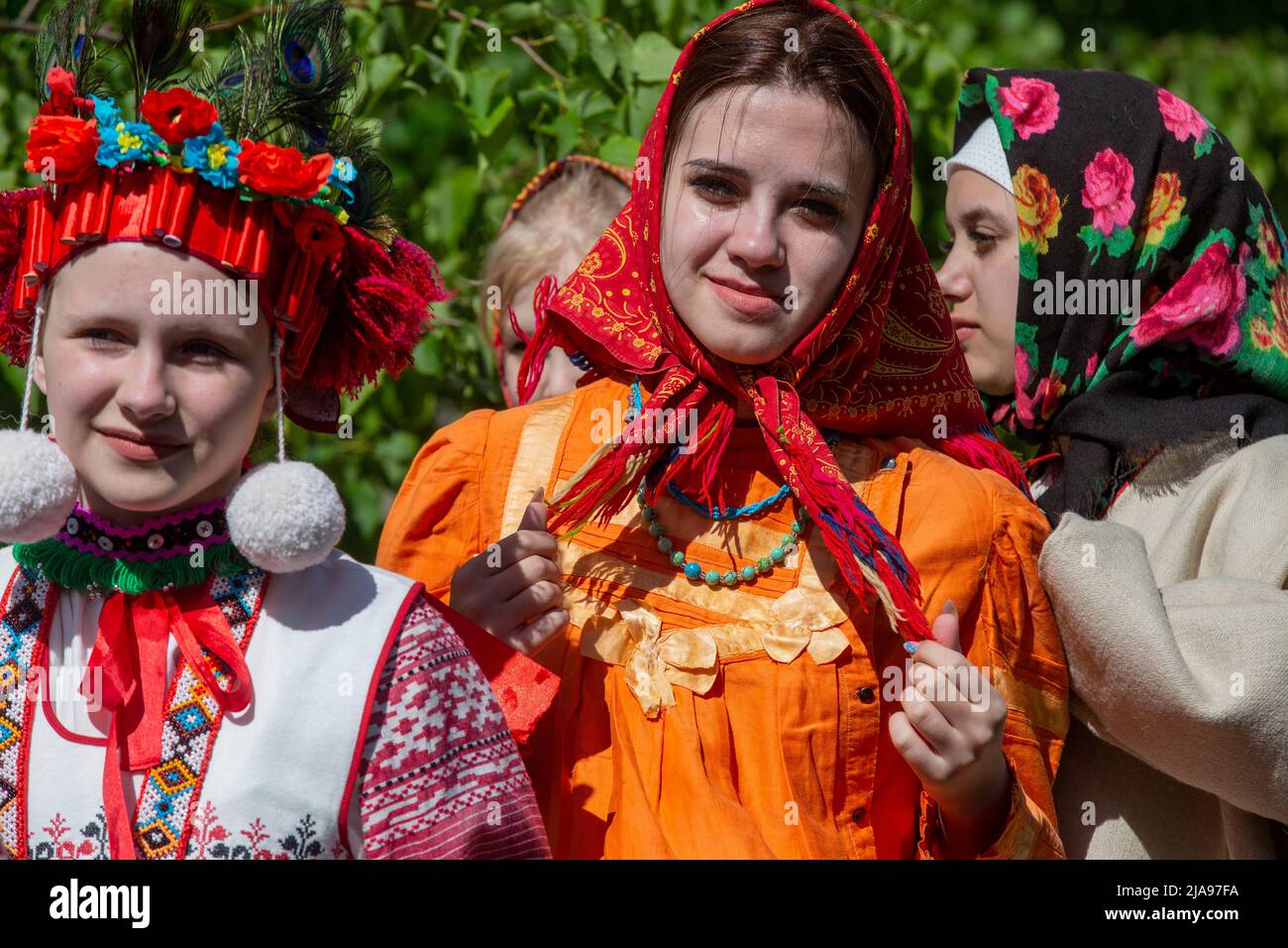 Tula, Russia. 28th May, 2022. Girls in traditional Russian folk ...