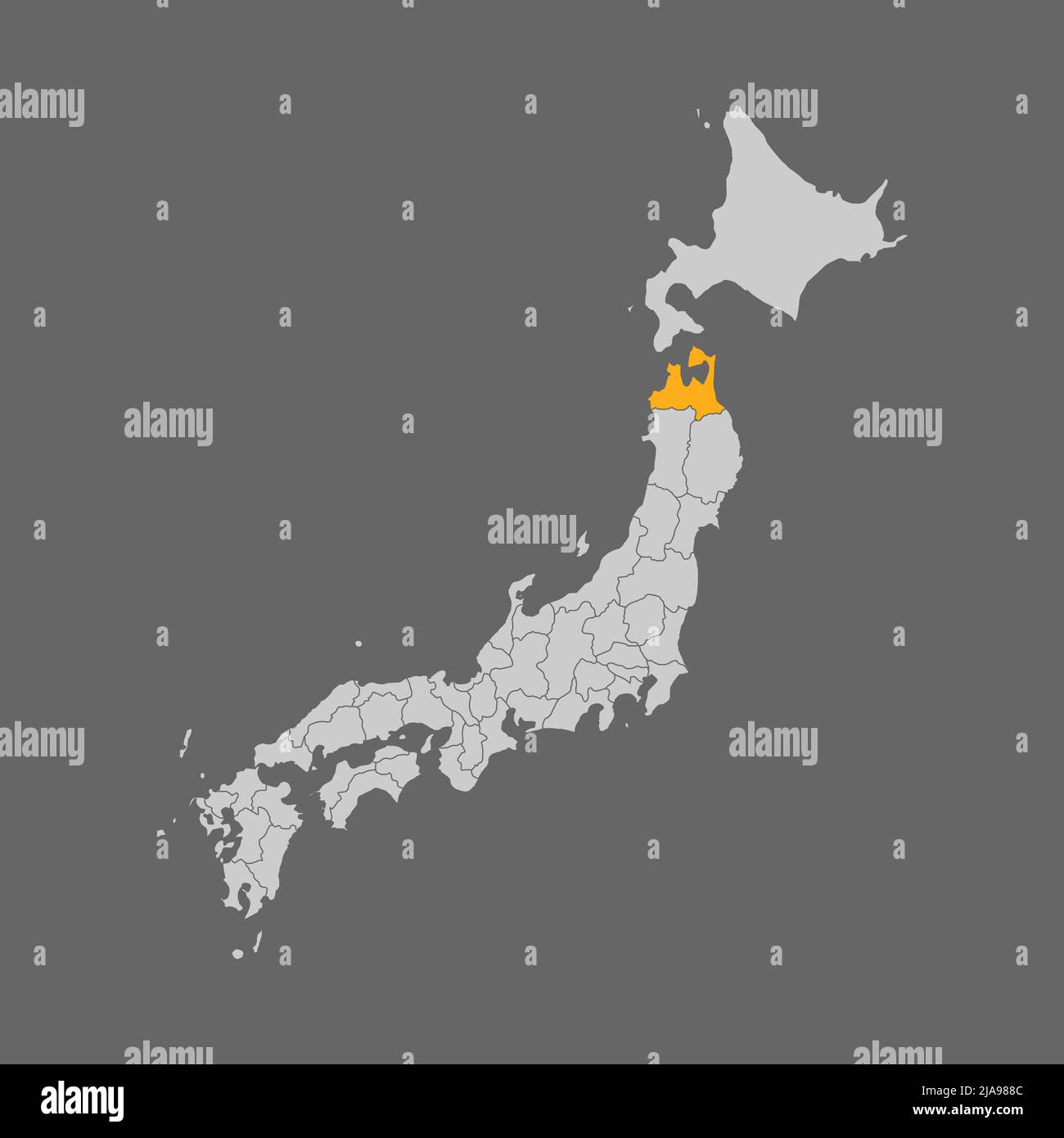 Aomori prefecture highlighted on the map of Japan Stock Vector Image ...