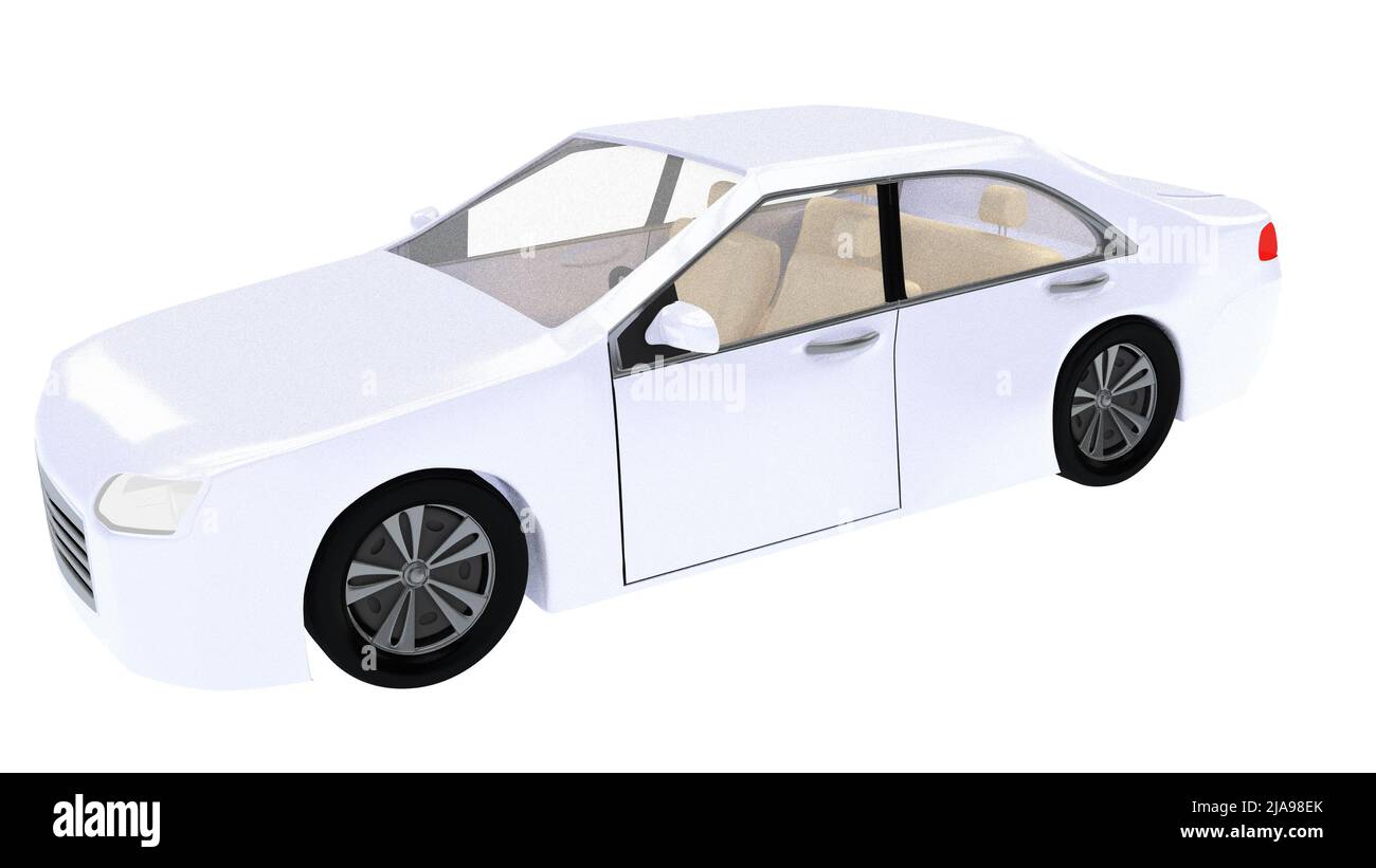 3d render illustration of white car on white Stock Photo - Alamy