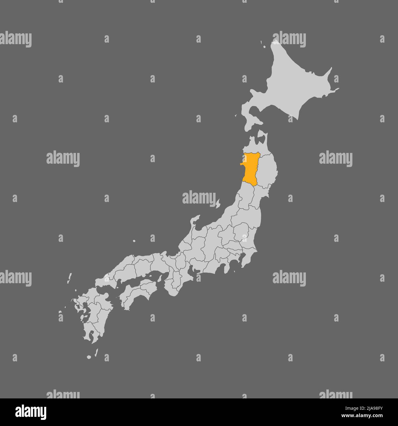 Akita prefecture highlighted on the map of Japan Stock Vector Image ...