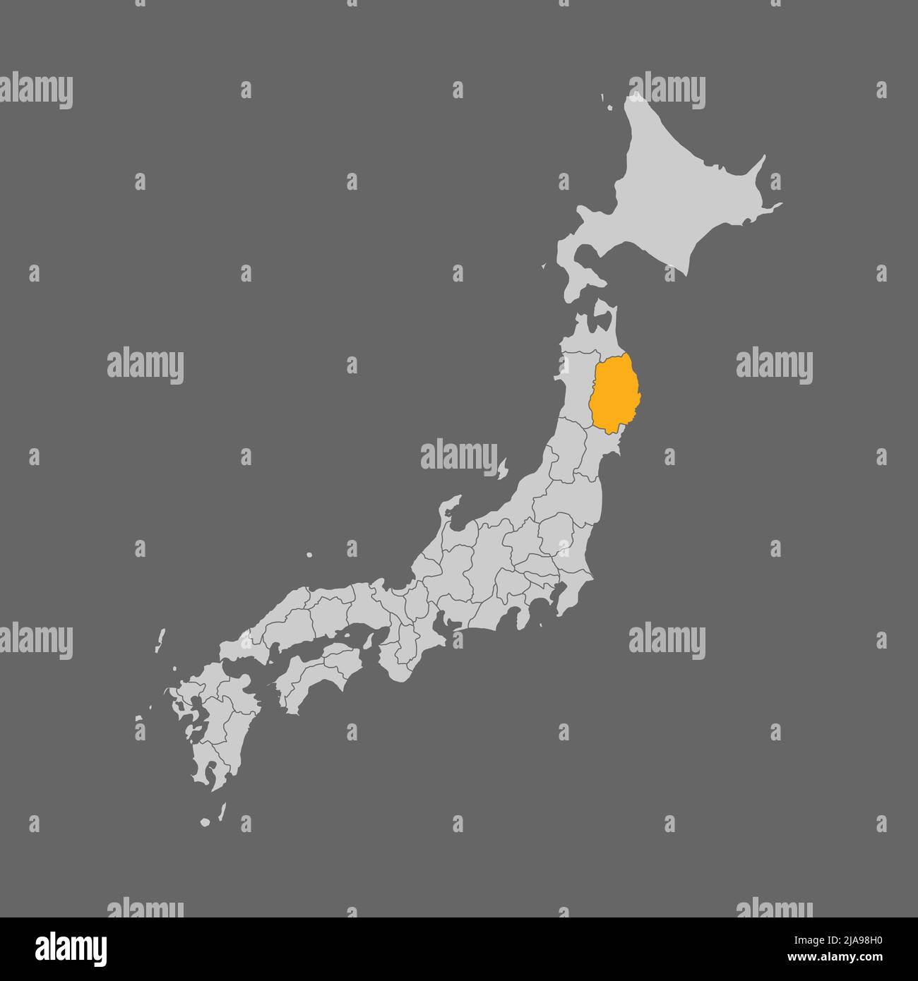 Iwate Prefecture Highlighted On The Map Of Japan Stock Vector Image And Art Alamy