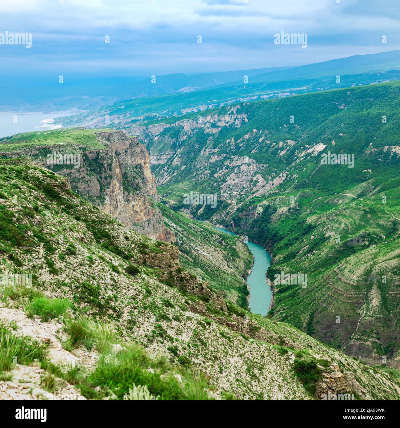 mountain landscape, view of the canyon of the Sulak river in Dagestan ...
