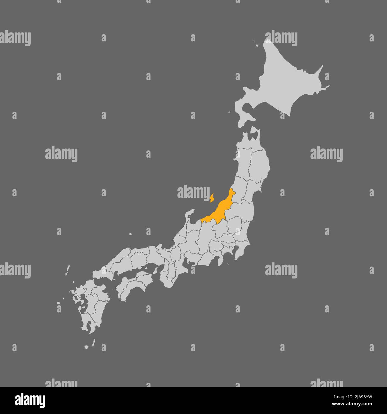 Niigata prefecture highlighted on the map of Japan Stock Vector Image ...