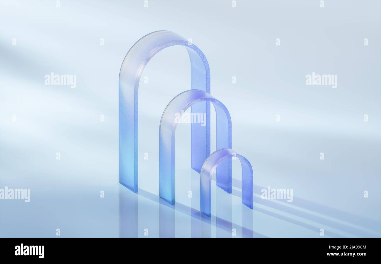 Curve glass with light illuminated, 3d rendering. Computer digital ...