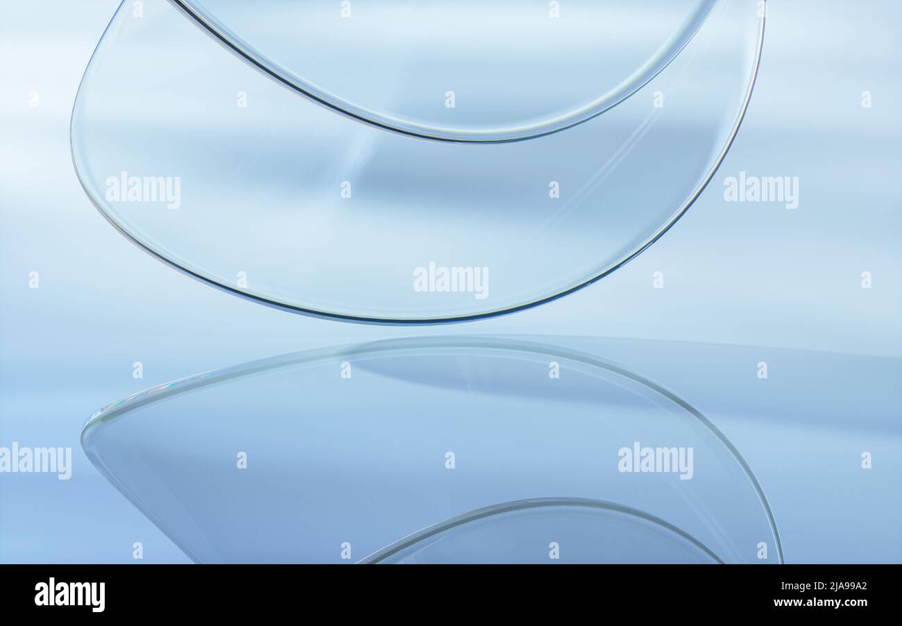 Curve glass with light illuminated, 3d rendering. Computer digital ...