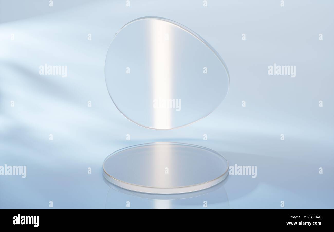 Curve glass with light illuminated, 3d rendering. Computer digital ...