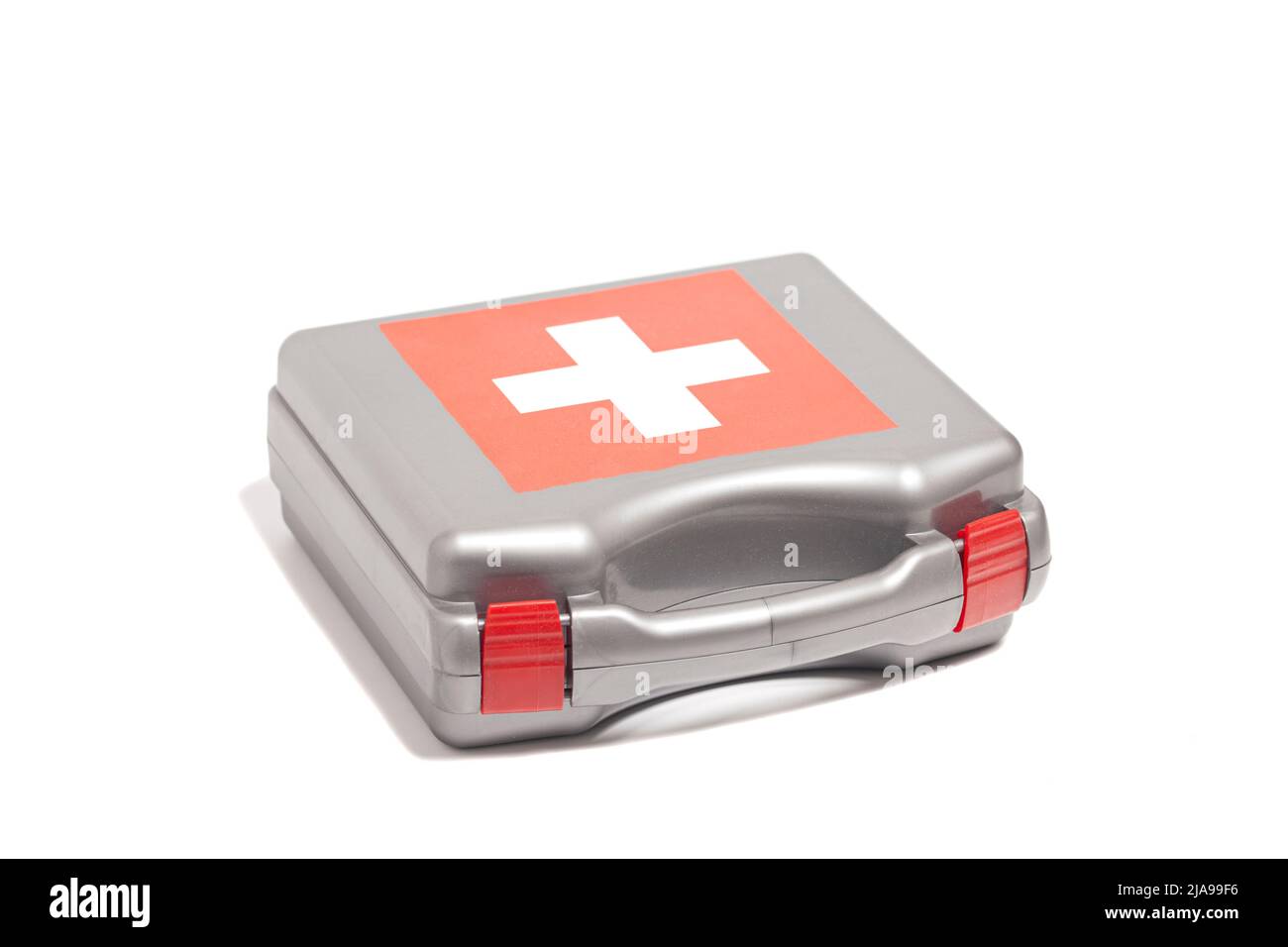 First aid kit with cross emblem isolated on a white background Stock ...