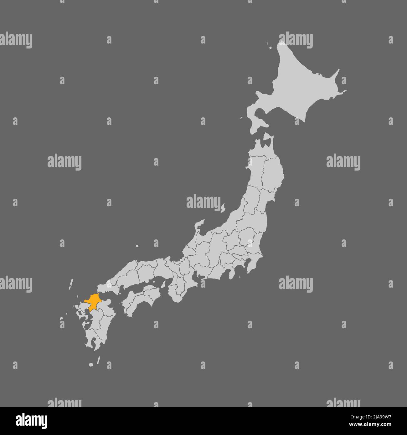 Fukuoka prefecture highlighted on the map of Japan Stock Vector Image ...
