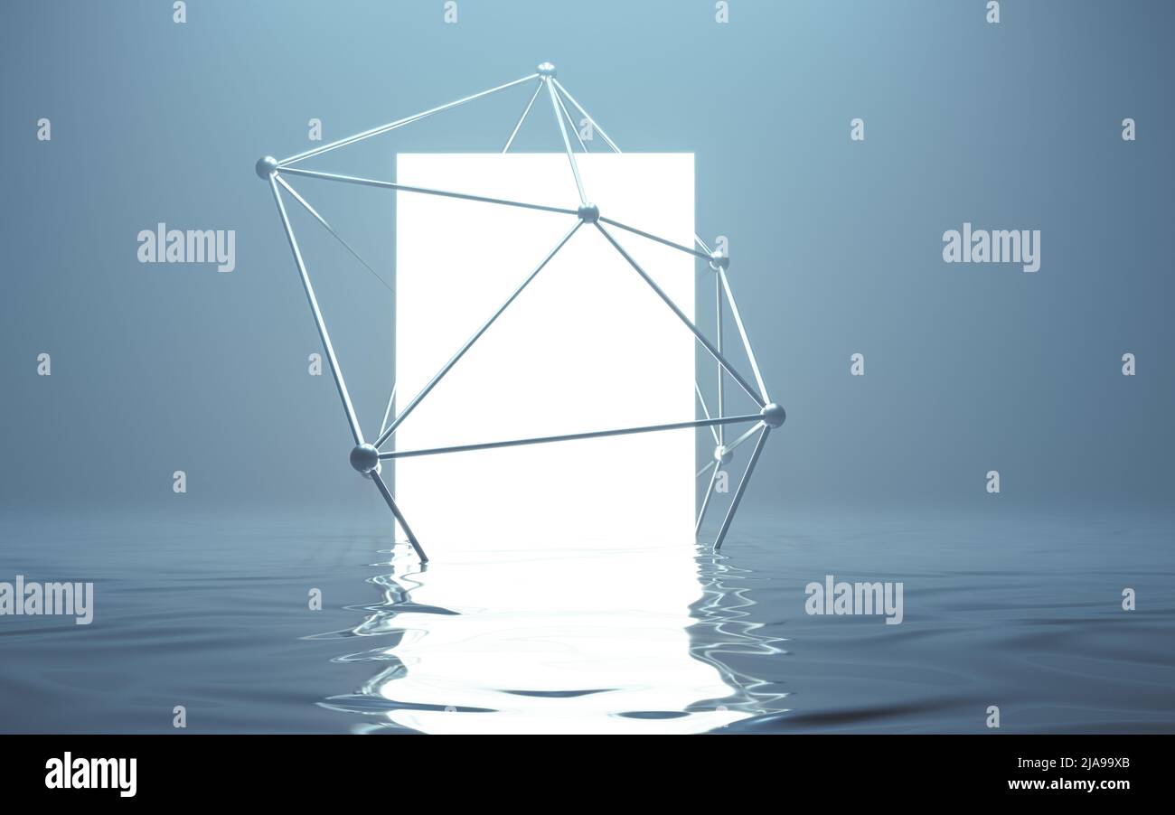 Structure lines with water surface, 3d rendering. Computer digital ...