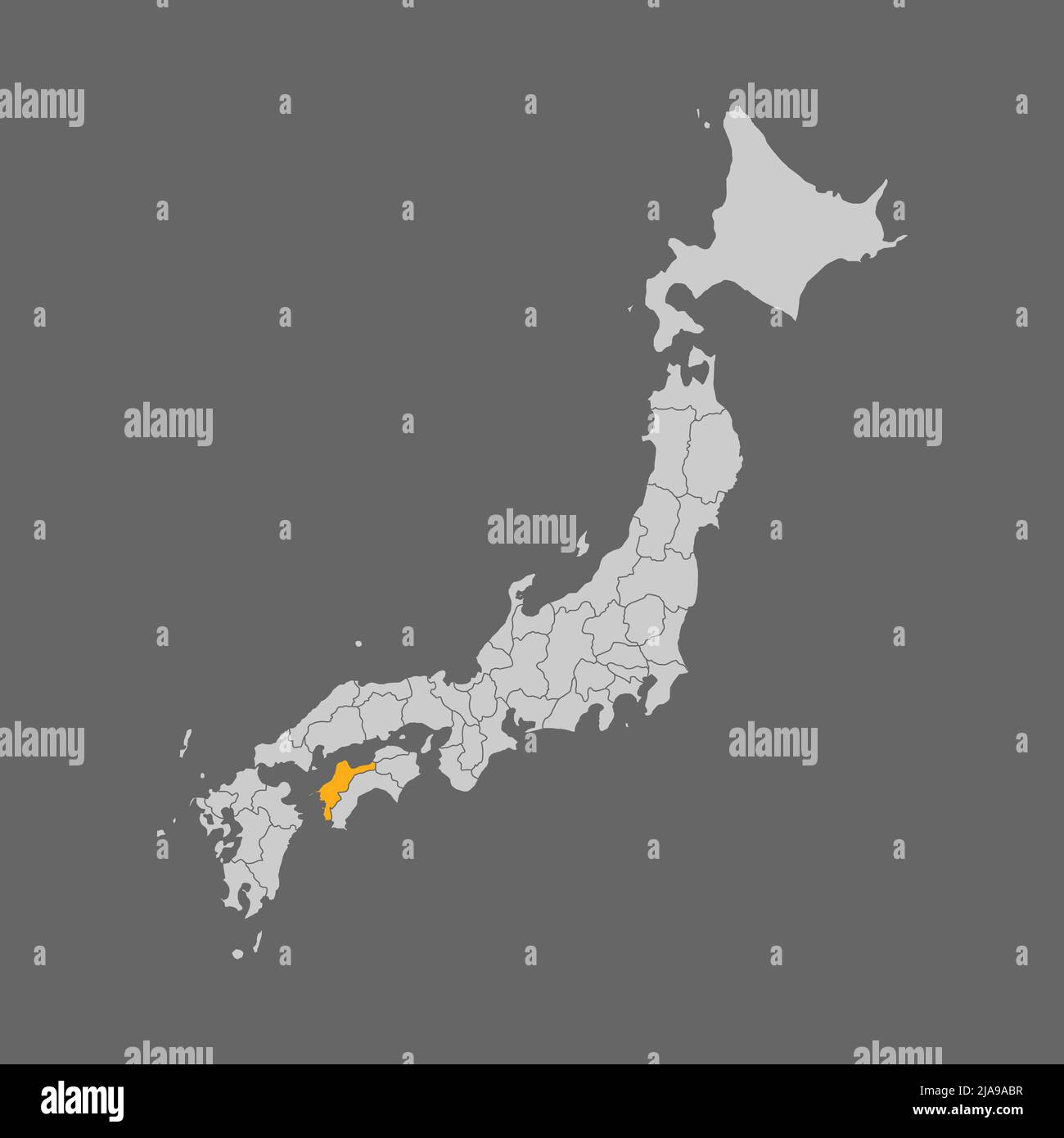 Ehime prefecture highlighted on the map of Japan Stock Vector Image ...