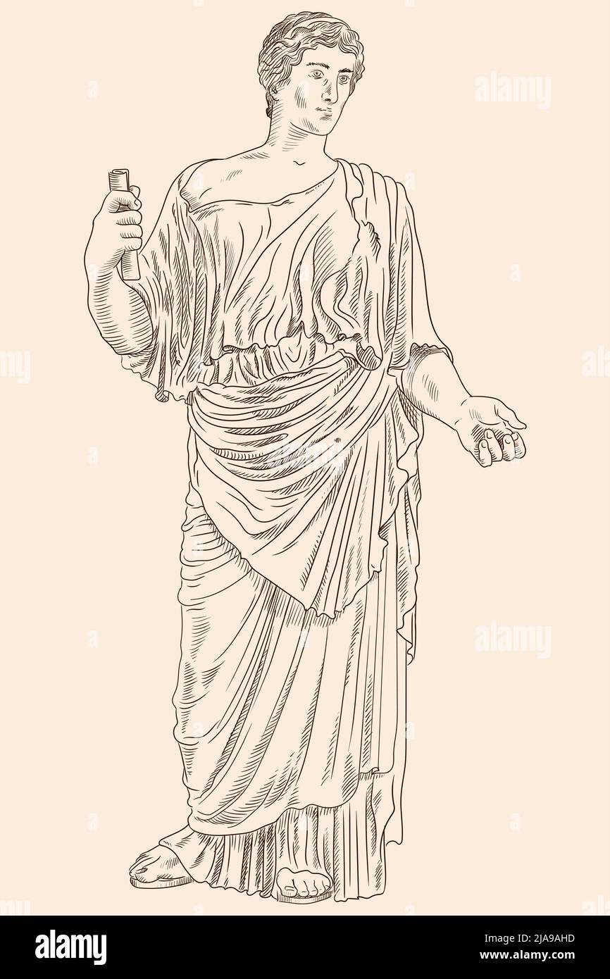 Statue with scroll Stock Vector Images - Alamy