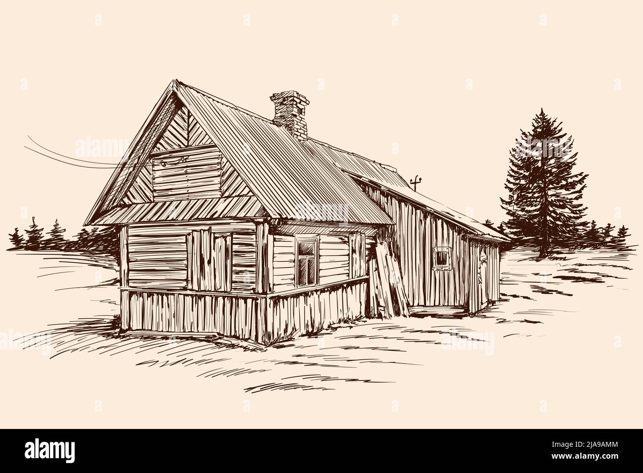 Wooden house on the tree Stock Vector Images - Alamy