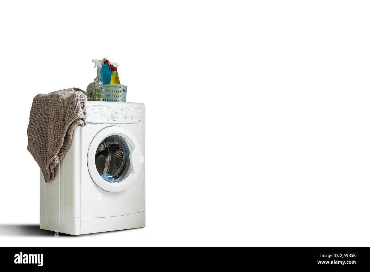 White Front Load Washing Machine Isolated on White Background. Modern ...