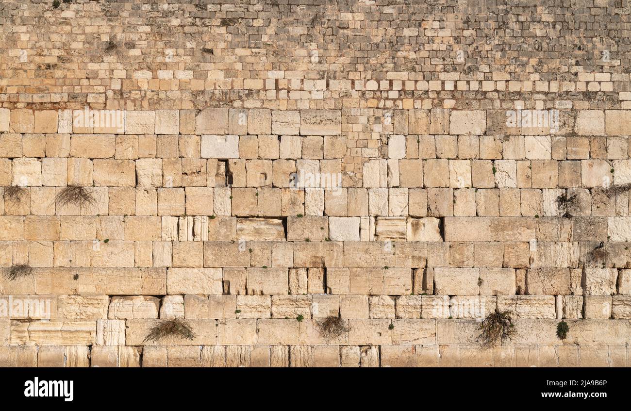 The Western wall, Kotel Wailing wall, holy place. No people. Temple ...