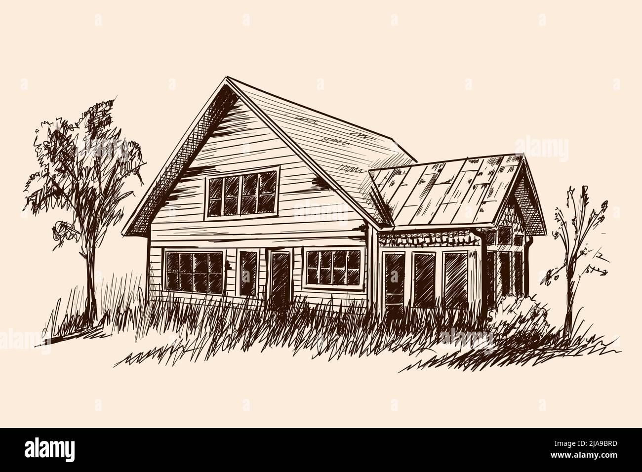 Overgrown front garden Stock Vector Images - Alamy