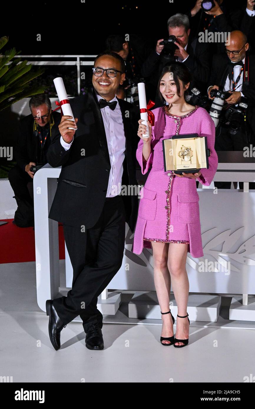 Abinash Bikram Shah , , Jianying Chen 75th Cannes Film Festival Photocall WInners Cannes, France ...