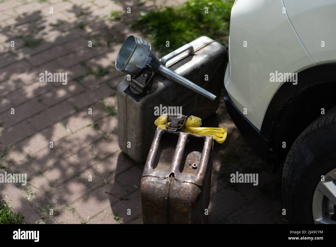 metal diesel jerrycan canister gasoline tank Stock Photo - Alamy