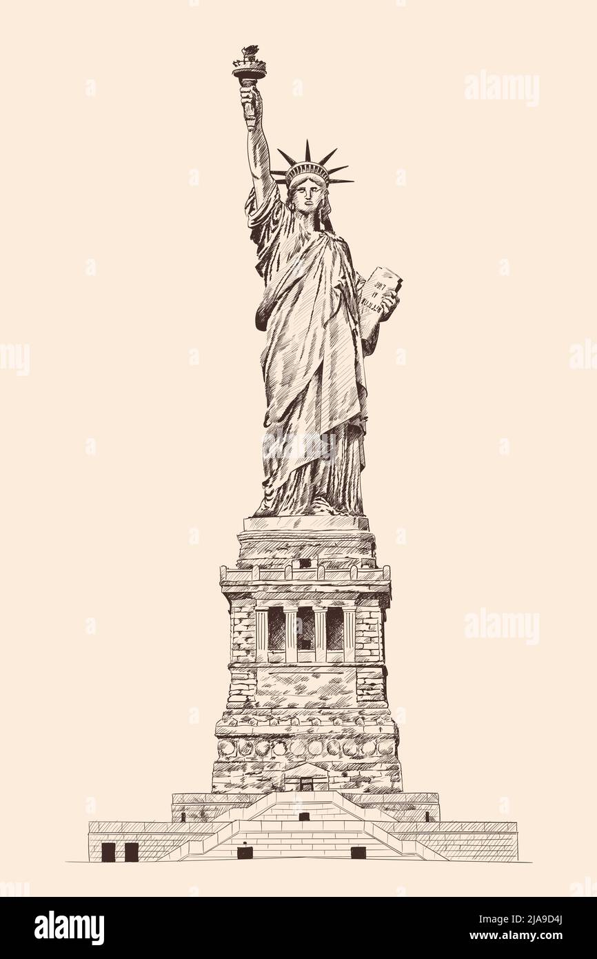 Statue Of Liberty Pencil Drawing The Statue Of Liberty Sketch" Magnet