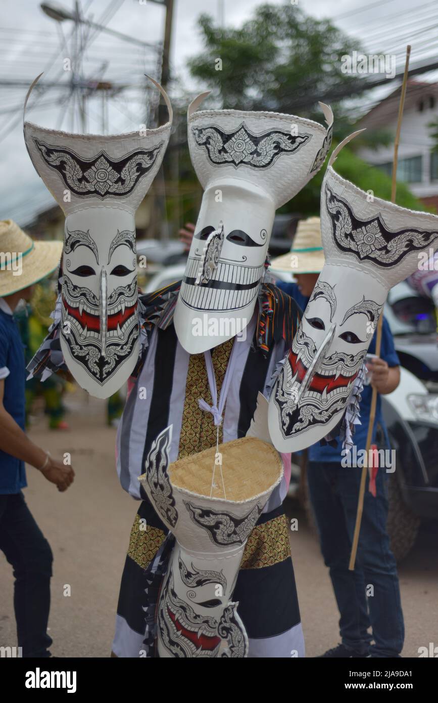 Phi Ta Khon Festival in During June - July in Loei Province, young ...