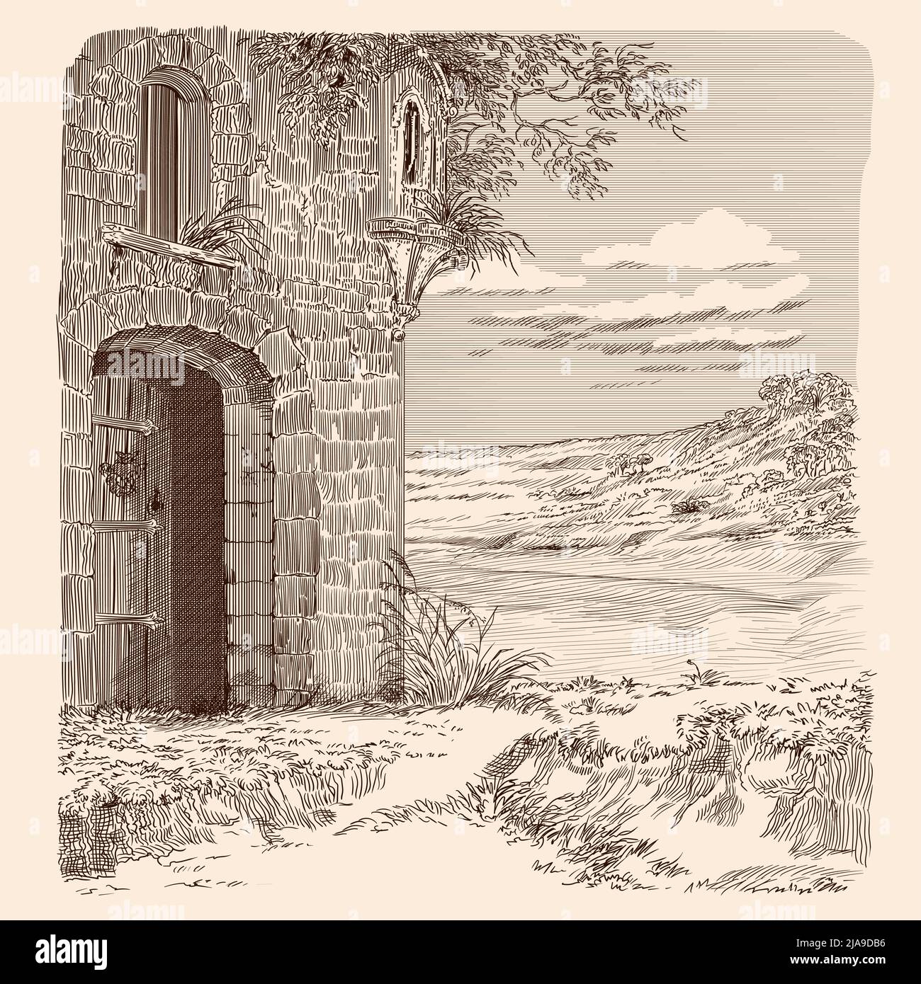 Medieval secret building Stock Vector Images - Alamy