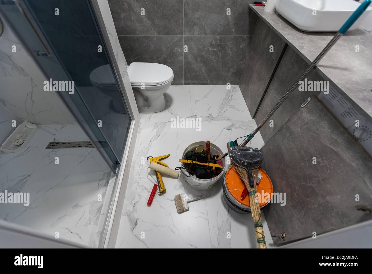 Construction site, renovating the bathroom Stock Photo - Alamy