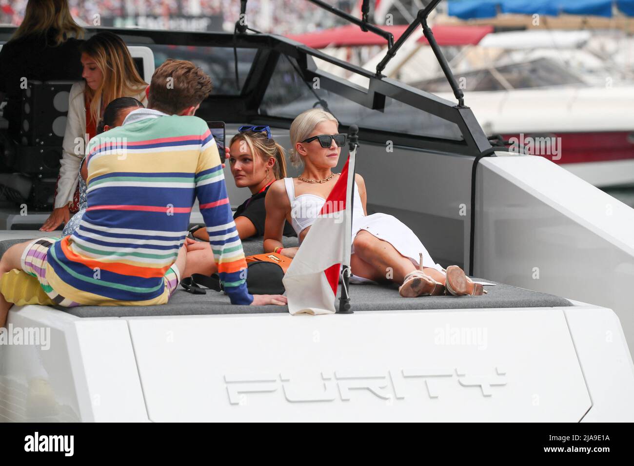 Caro Daur is spotted along on a yacht during the F1 Grand Prix of ...