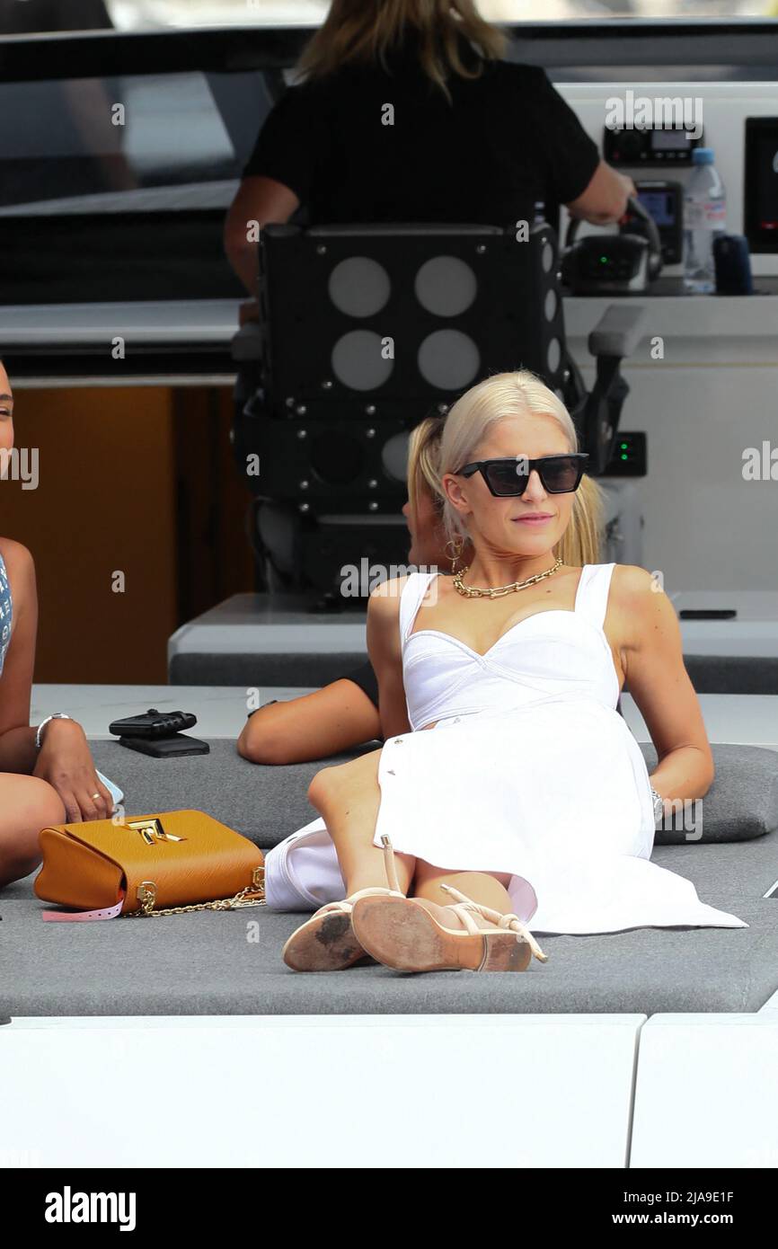 Caro Daur is spotted along on a yacht during the F1 Grand Prix of ...