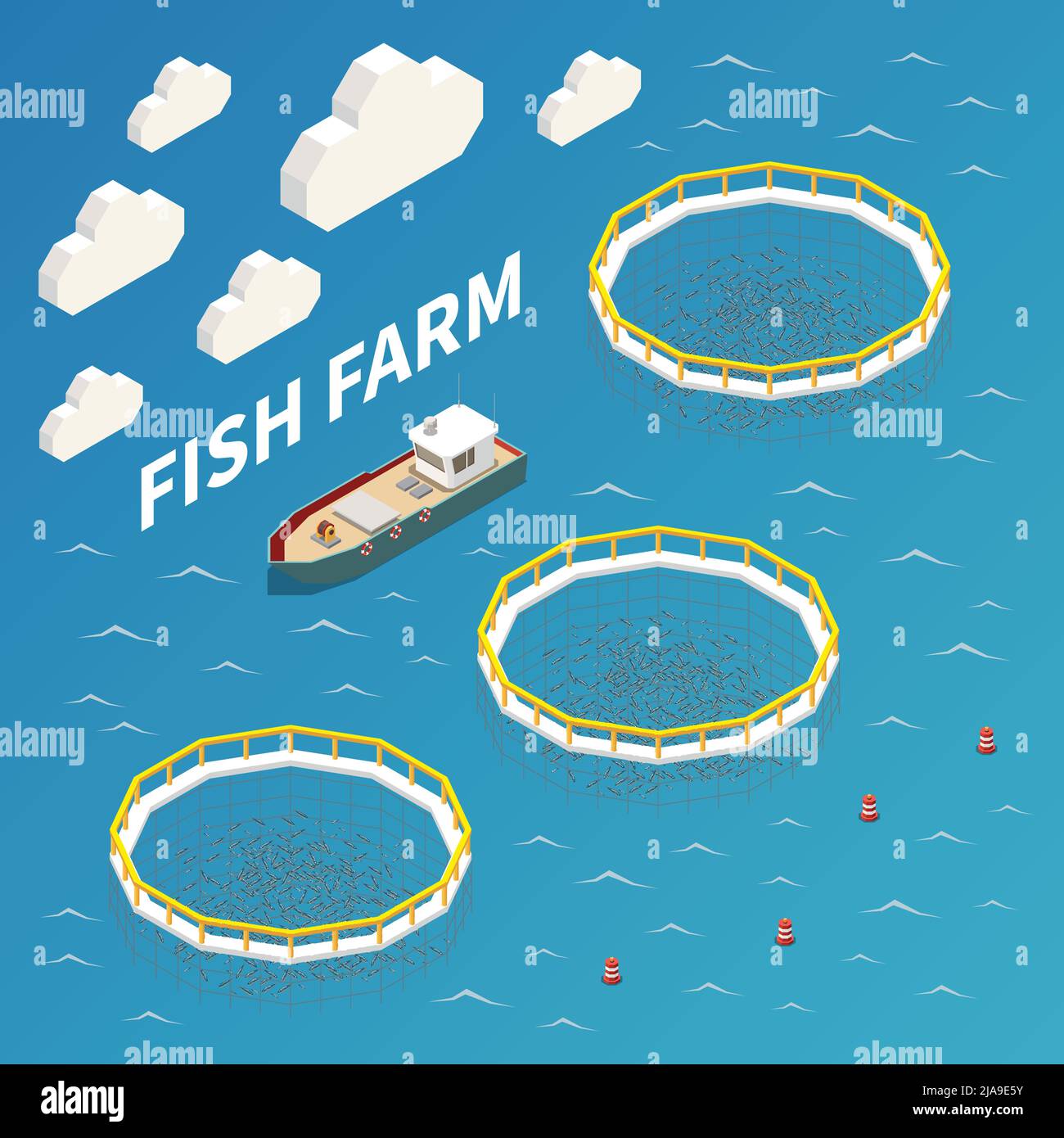 Aquaculture cage fish farming net Stock Vector Images - Alamy