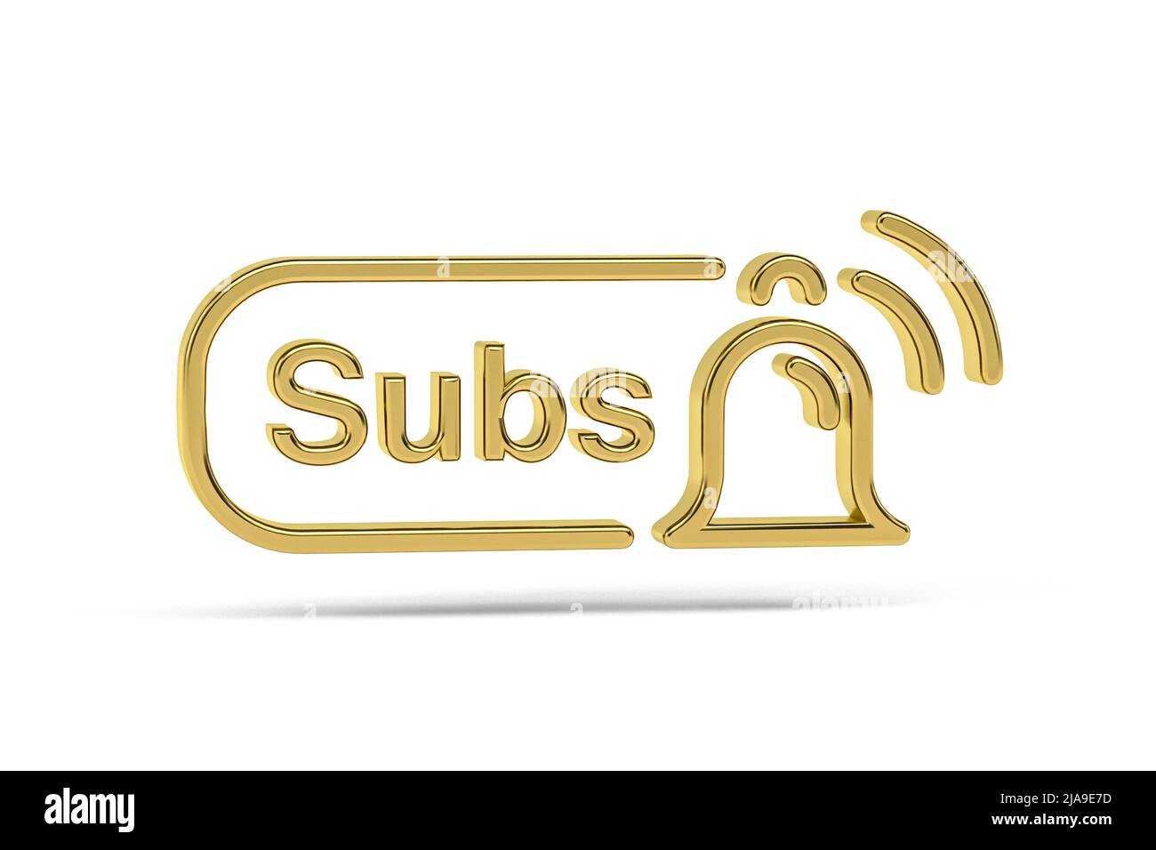 Golden 3d subscribe icon isolated on white background - 3d render Stock ...