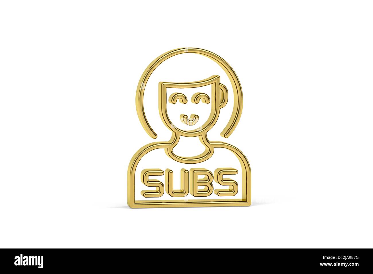 Golden 3d subscribe icon isolated on white background - 3d render Stock ...