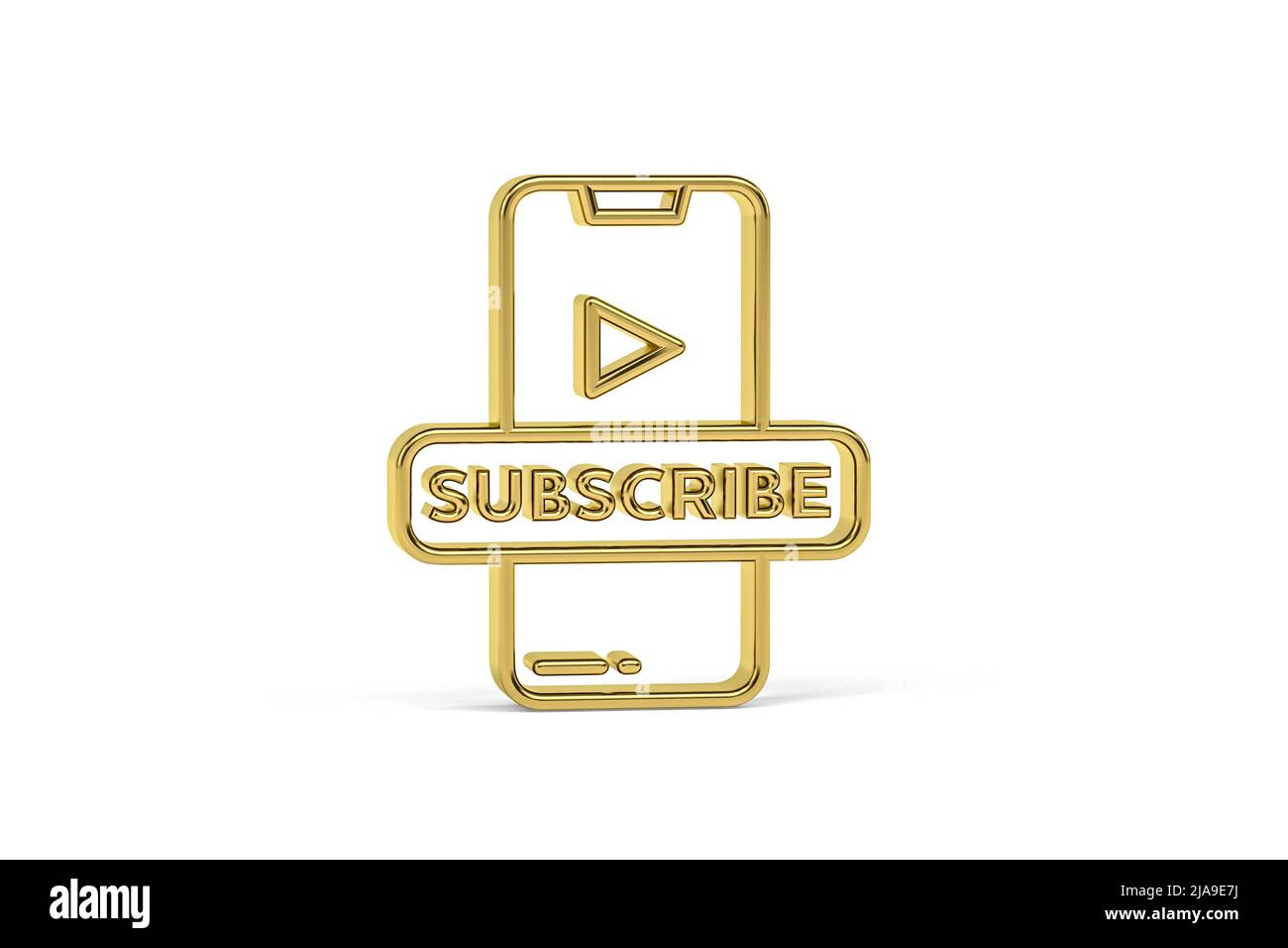 Golden 3d subscribe icon isolated on white background - 3d render Stock ...