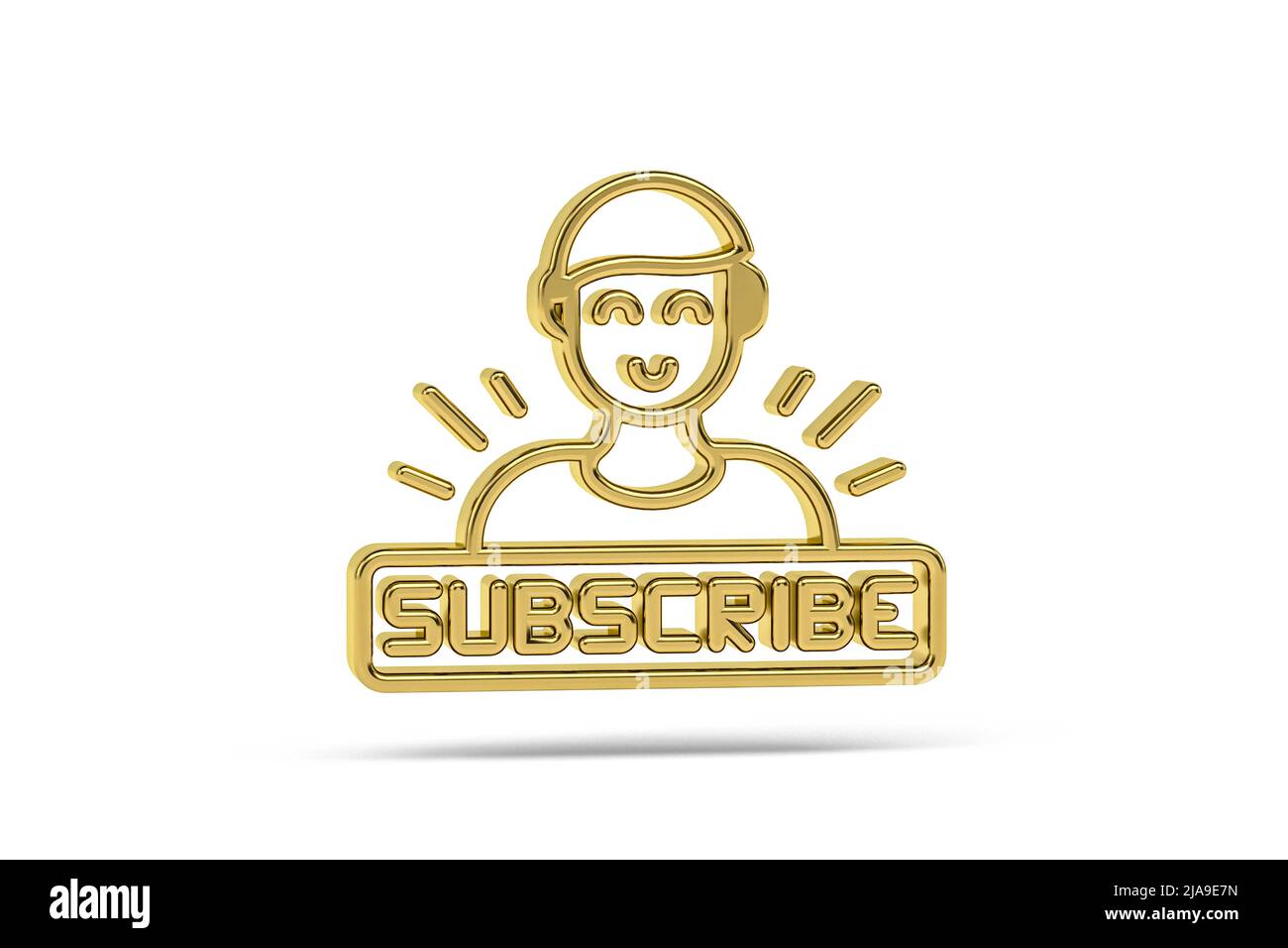 Golden 3d subscribe icon isolated on white background - 3d render Stock ...