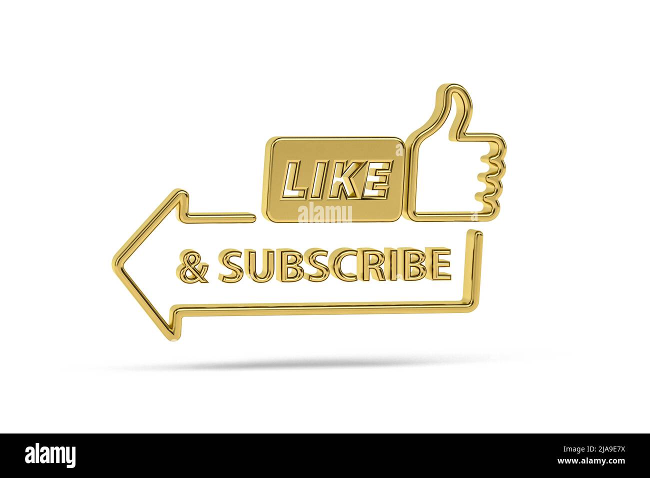 Golden 3d subscribe icon isolated on white background - 3d render Stock ...