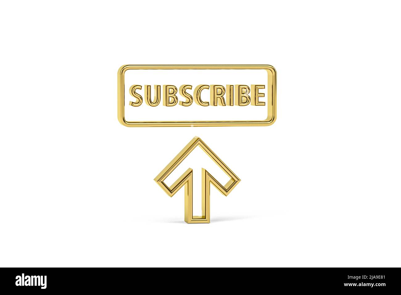 Golden 3d subscribe icon isolated on white background - 3d render Stock ...