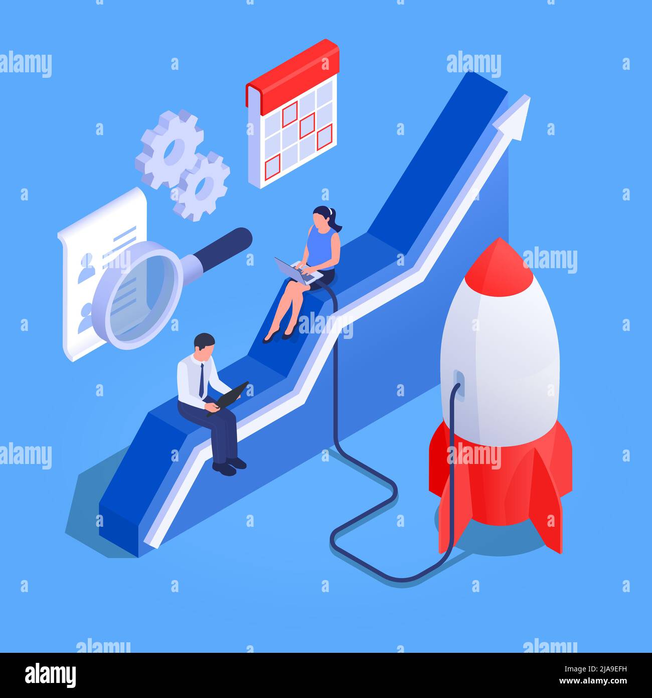 Business intelligence successful development symbols isometric ...