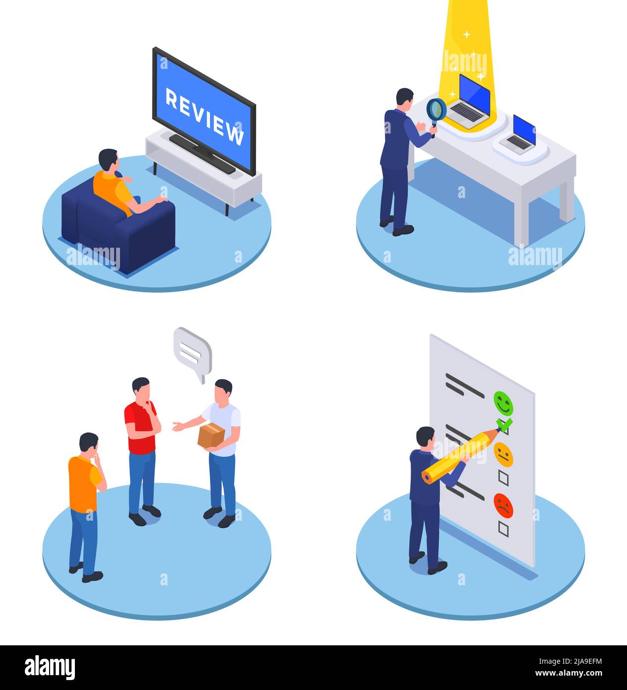 Customer experience concept isometric circular compositions with ...