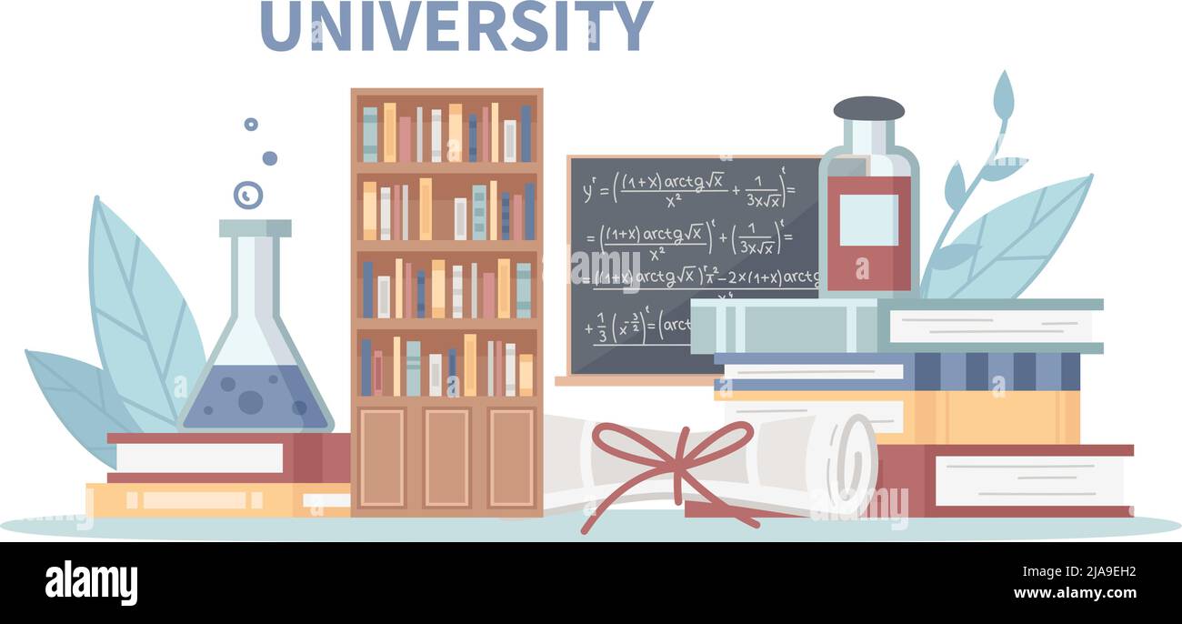 University college high school education symbols accessories cartoon ...