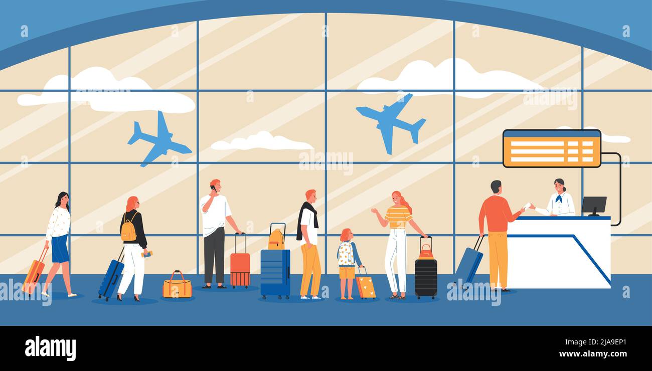 Airport passengers silhouettes Stock Vector Images - Alamy