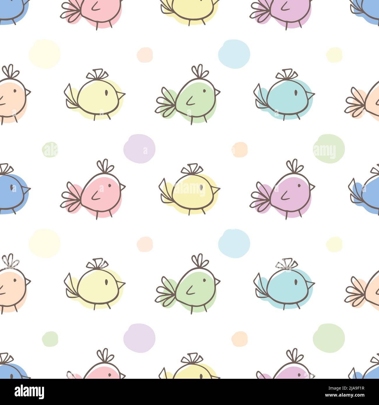 Set of Many little birds with dots on white background. Baby seamless ...