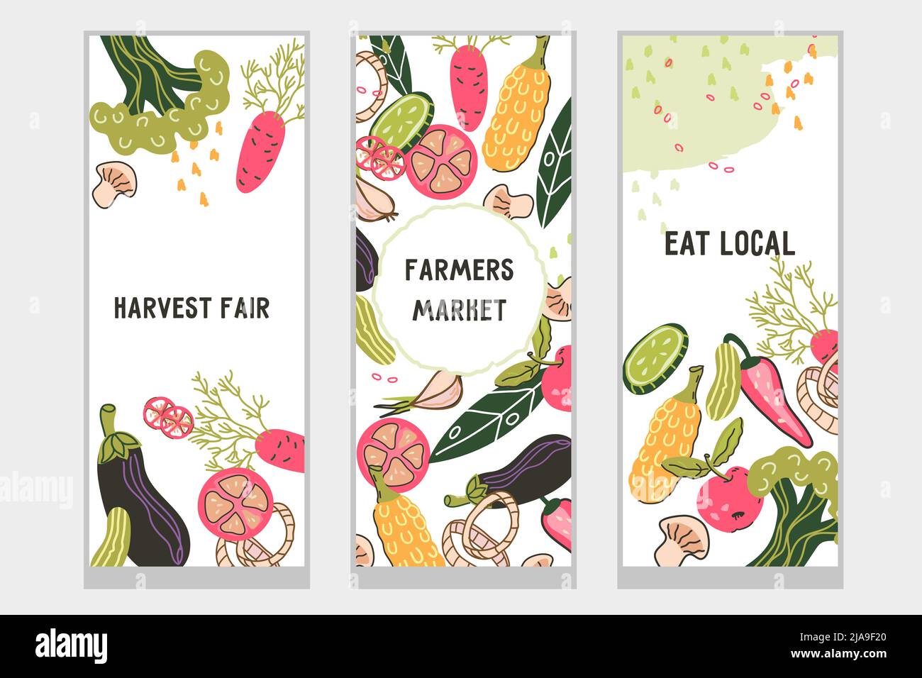Farm food fair and harvest festival vertical banners or flyers ...