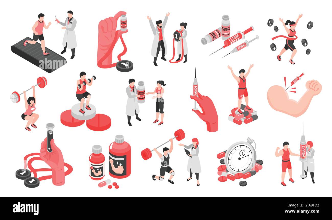 Isometric doping in sports 3d set with types of anabolic steroids and ...