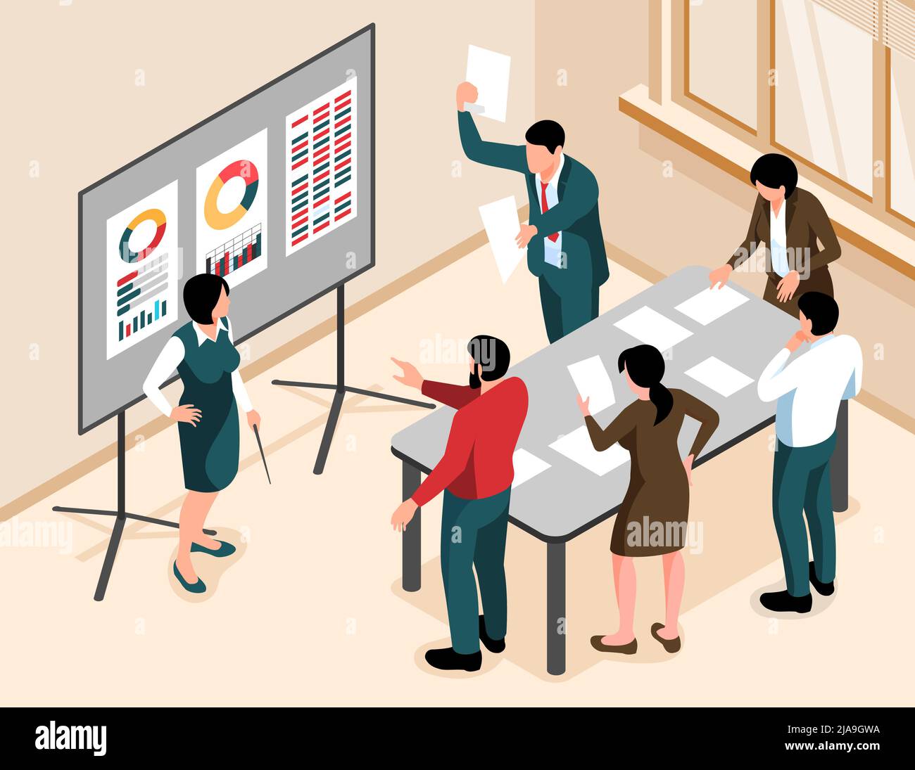 Presentation of business concept horizontal background with employees ...