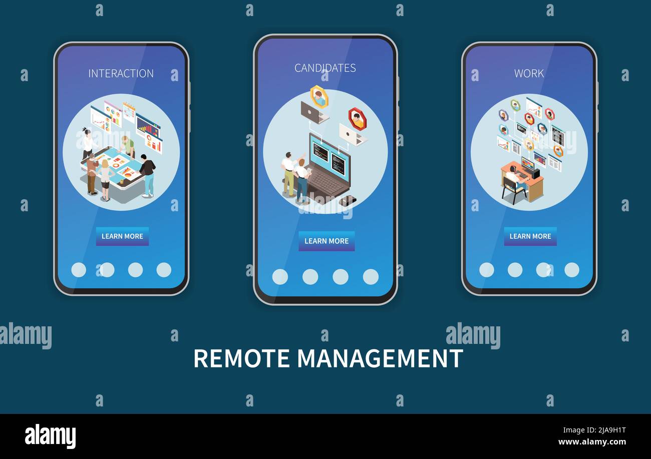 Remote management interaction job candidates distant work isometric set ...
